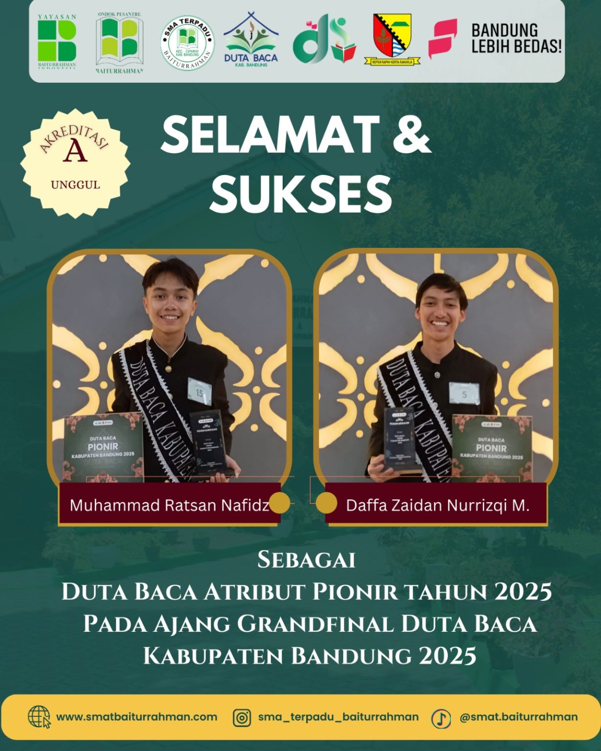 Duta Baca Atribut Pionir Tahun 2025 – Pondok Pesantren Baiturrahman